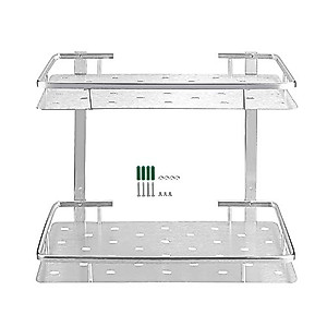 Bathroom Shelves Wall Mounted Space Aluminum Storage Shelves 2 Tier Kitchen Bathroom Storage Rack Shelf Home Organizer Shelving Storage Unit