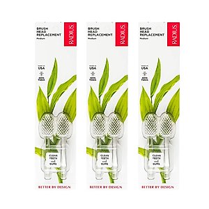 RADIUS Replacement Heads Medium, Clear, 2 Count, (Pack of 3)