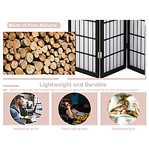 Room Divider, 4 Panel Plum Blossom Shoji Screen, 6FT Folding Chinese Wall Dividers with Waterproof Shoji Paper for Home Office Bedroom, Divider for Room Separation Japanese Style Room Dividers