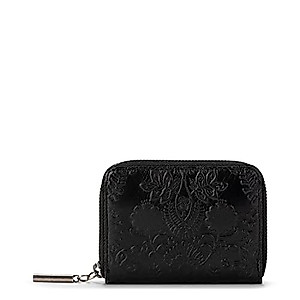 The Sak womens Iris Leather Medium Wallet, Black Floral Embossed, One Size US