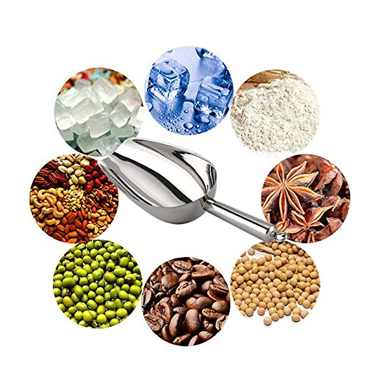 Ice Scoop for Freezer,Stainless Steel Ice Scoop for Ice Machine,Small Metal Ice Scoop for Ice Maker Kitchen Bar Party Wedding,Heavy Duty,Dishwasher Safe,8 OZ Utility Metal Scoop