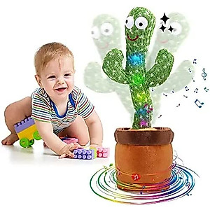Dancing Cactus Toy Mimicking Talking Cactus Adjustable Volume Singing Cactus Embroidery Buttons Repeating What You Say with Wriggle Lighting, Recording Cactus Soft Plush Baby Toy Funny Toy FG__