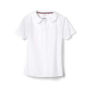 French Toast Girls' Short Sleeve Peter Pan Collar Blouse (Standard & Plus), White, 6
