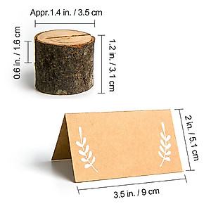 Jofefe 20Pcs Wood Place Card Holders and 24Pcs Kraft Table Place Cards, Rustic Table Number Holders, Food Labels, Name Card Photo Picture Holders for Harvest Fall Thanksgiving Wedding Birthday Party.