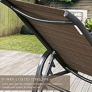 Ulax Furniture Outdoor Chaise Lounge, Adjustable Folding Patio Sling Chaise, Lounger Chairs, Patio Reclining Chaise for Balcony, Beach, Yard, Set of 2