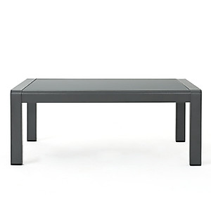 Christopher Knight Home Cape Coral Outdoor Grey Aluminum 4 Piece Sofa Conversation Set with Water Resistant Cushions, 76.25 "W x 27.5 "D x 24.6 "H, Gray + Dark Gray