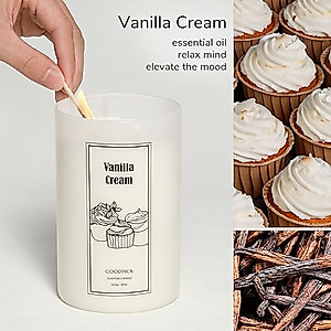 Goodpick Vanilla Scented Candle 22 oz, Decorative Candles for Home Fragrance, Gifts for Women, Christmas Gift, Birthday, Friendship Gifts, Aromatherapy Candle, 2 Wicks Large Candle Jar, Soy Candles