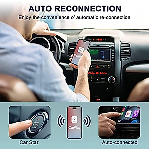 SSUCA CarPlay Wireless Adapter for Factory Wired CarPlay 2023 Upgrade Plug & Play Wireless CarPlay Dongle Converts Wired to Wireless Fast and Easy Use Fit for Cars from 2015 & iPhone iOS 10+