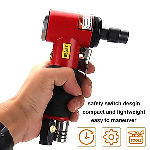 BaiNuo Pneumatic Angle Die Grinder - Right Angle Grinder Machine | ¼” Air Inlet Variable Speed Pneumatic Grinding Machine with 1/4" And 1/8" Collet, New Version Air Tool Set (Red)