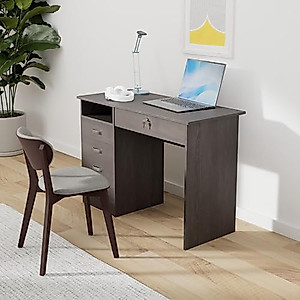 Tvilum, Dark Chocolate Walden Desk with 5 Drawers