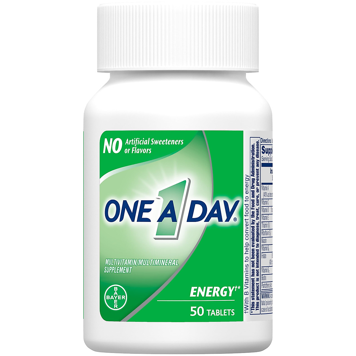 One A Day Energy Multivitamin with Vitamin A, C, D, E, Zinc for Immune Health*, Caffeine, Biotin, B6, B12 & More, 50 Tablets