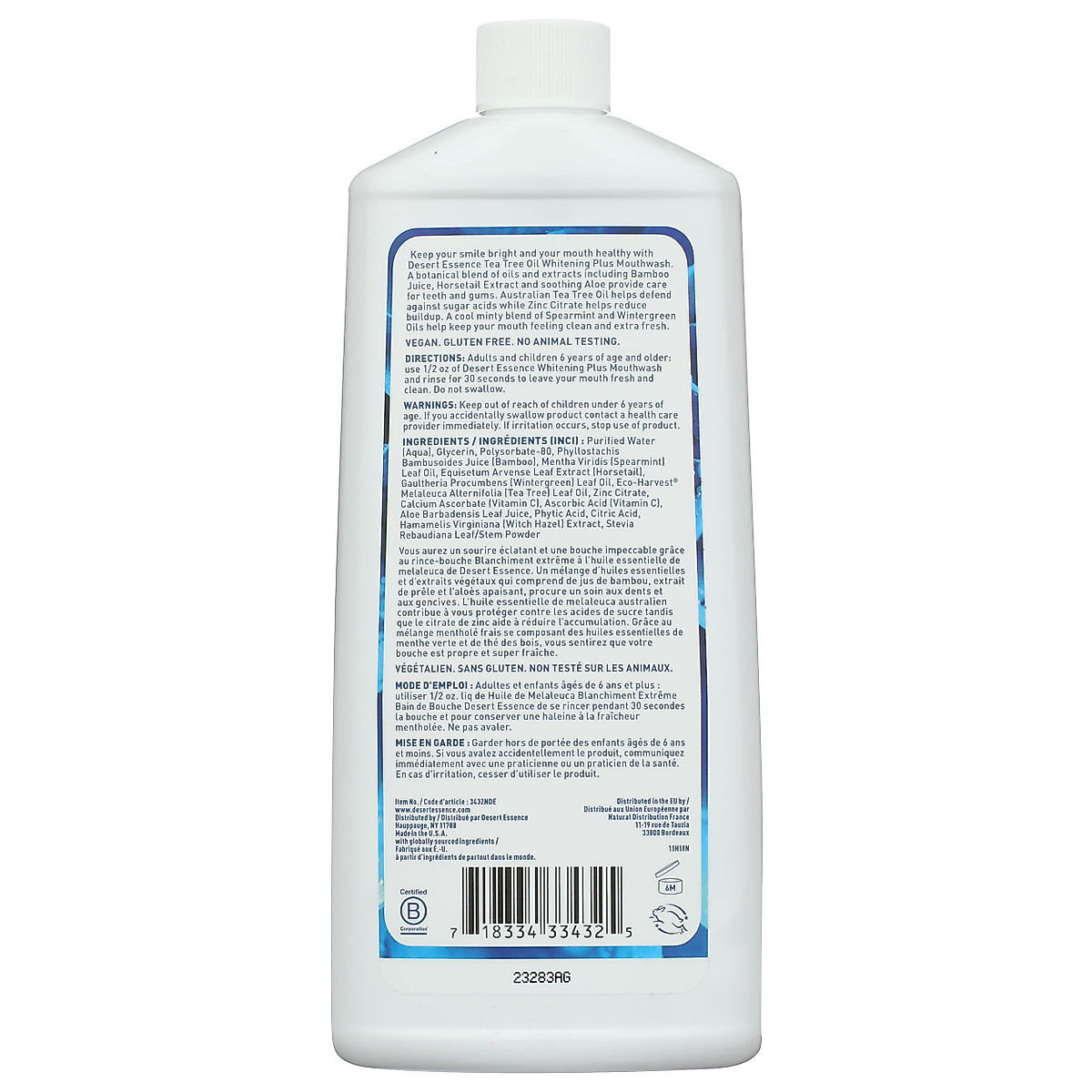 Desert Essence Mouthwash, Tea Tree Whitening Mint, 16 Fluid Ounce