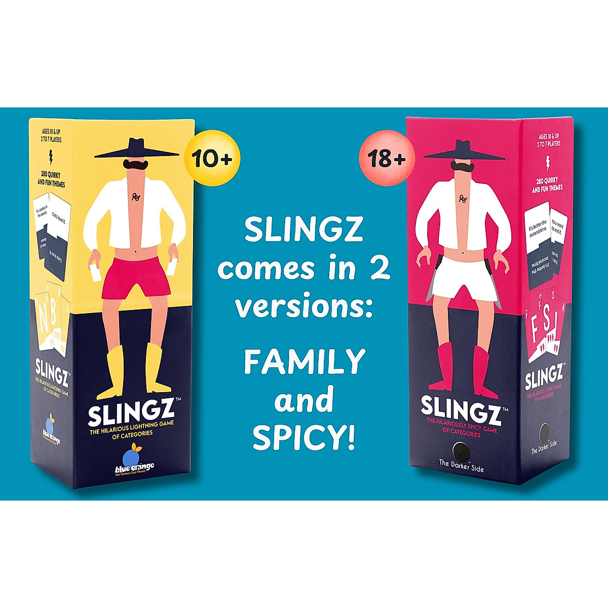Blue Orange - Slingz – Fast-Paced Family Card Game for Kids, Teens, Adults, and College Students | Fun Categories Party Game for Gam Nights, Holidays, and Travel | 2–7 Players