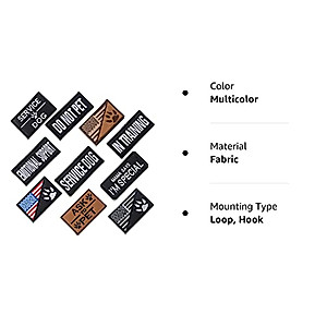 10 Pieces Service Dog Patches Ask to Do Not Pet Patch Vest Removable Tactical Pet in Training Hook and Loop Harness American Flag Patch Set (Delicate Style)