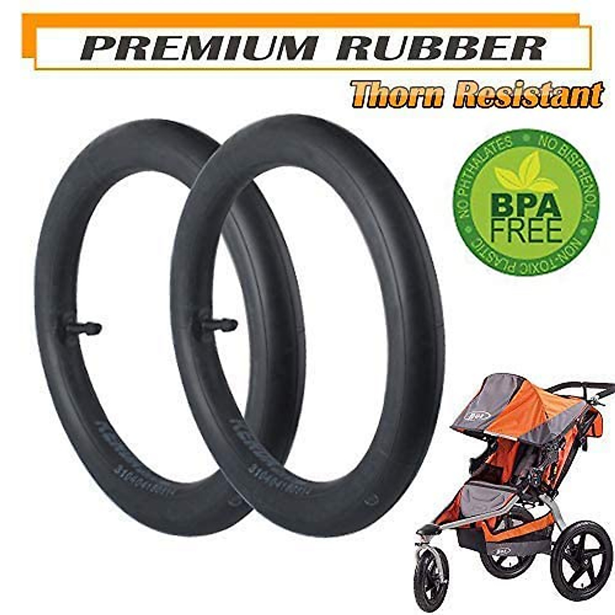 Wadoy 16'' x 1.75/2.15 Kids Bike Inner Tubes Compatible with BOB Revolution SE/Flex/Pro Sport Utility Ironman Strollers, Thorn Resistant (2 Pack) for Stroller Kids Bike Tires and Inner Tubes