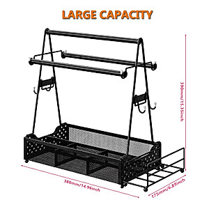 Utensil Caddy, Grill Condiment Caddy, BBQ & Picnic Caddy, Utensil Holder for Party, Picnic Flatware Caddy with Handle and Paper Towel Roll Holders, Utensil Cutlery Caddy for Camping, Kitchen