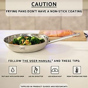 GIPFEL INTERNATIONAL 3 Piece Stainless Steel Frying Pan Set 8, 10, 12 Inch - Tri Ply Stainless Steel Skillet Healthy Cookware - Fry Pans for Induction Gas Electric Ceramic Stove & Oven Safe