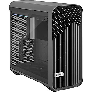 Fractal Design Torrent Gray - Ligth Tint Tempered Glass Side Panel - Open Grille for Maximum air Intake - Two 180mm PWM and Three 140mm Fans Included - Type C - ATX Airflow Mid Tower PC Gaming Case