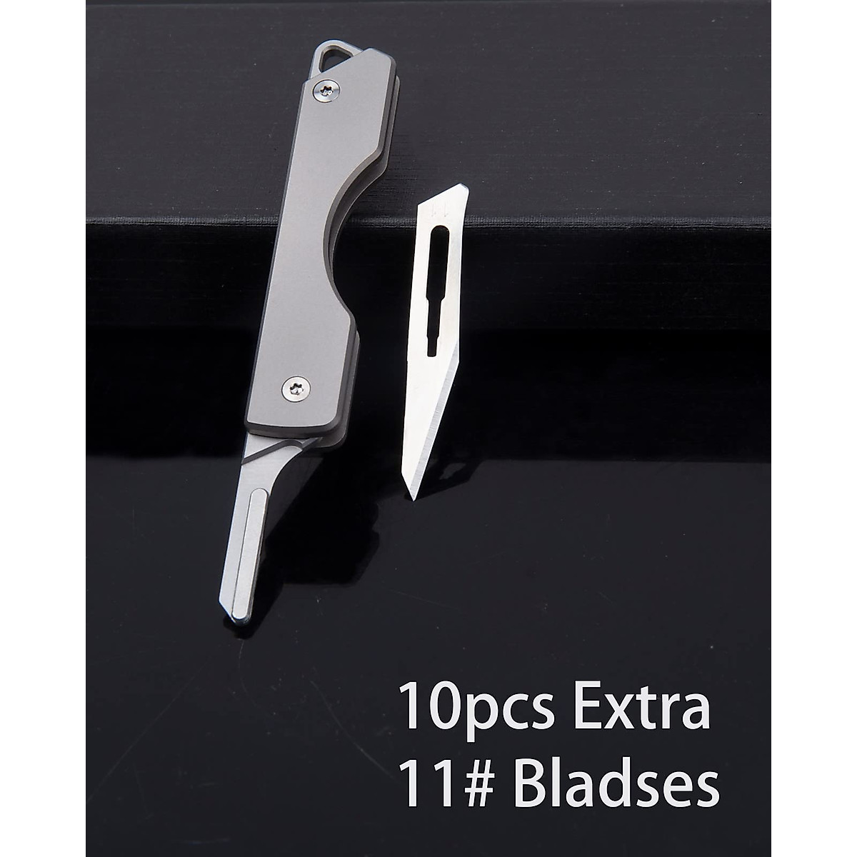 ainhue A23 Mini Scalpel Folding Pocket Knife with 10pcs #11 Replaceable Blade,2.3 inches TC4 Titanium Handle SlipJoint Utility EDC Knives