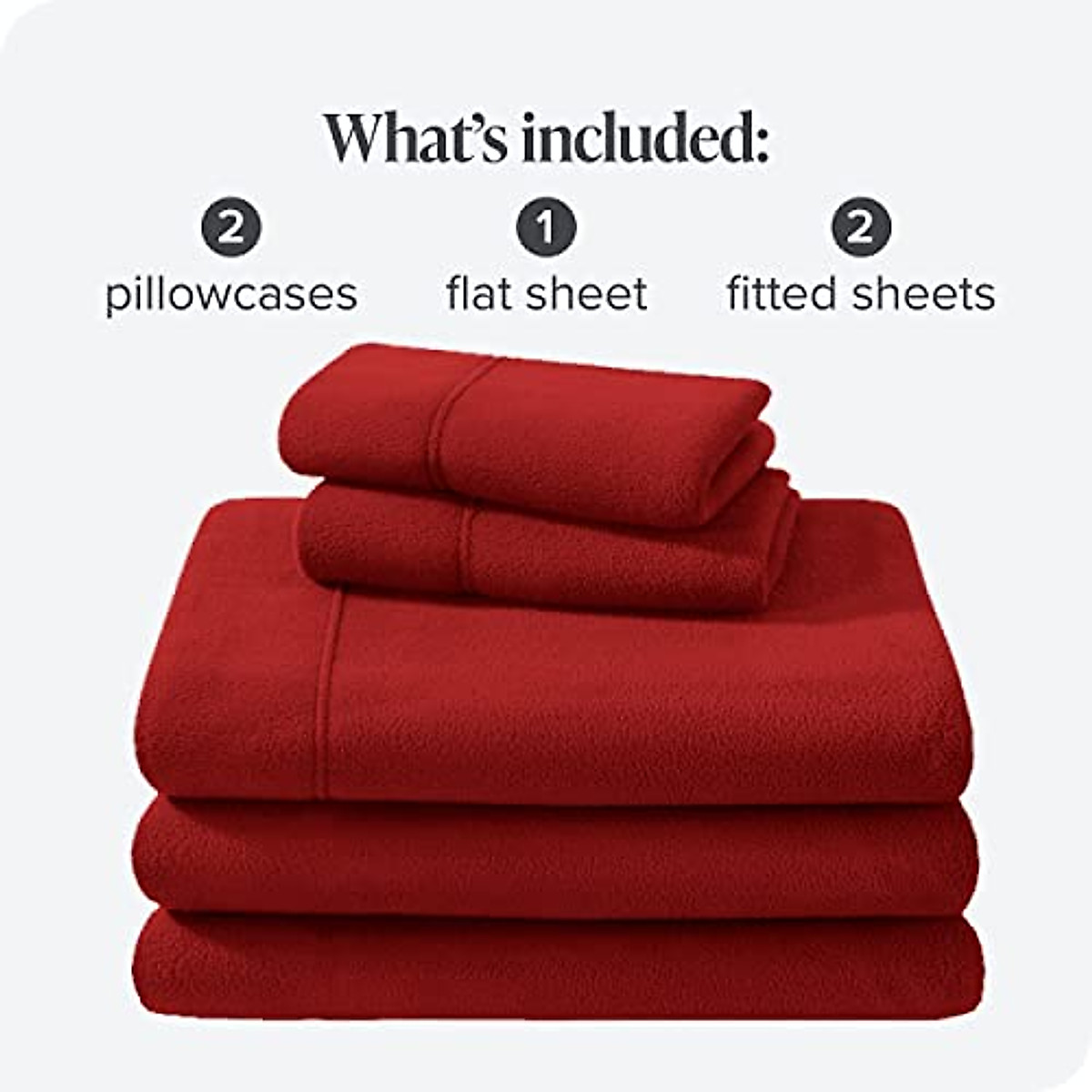 Bare Home Super Soft Fleece Sheet Set - Split King Size - Extra Plush Polar Fleece, No-Pilling Bed Sheets - All Season Cozy Warmth (Split King, Red)