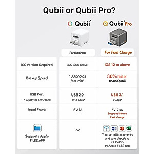 MAKTAR Qubii Pro USB-A Flash Drive, Auto Backup While Charging, MFi Certified Compatible with iPhone/iPad, Memory Stick iPad External Photo Storage for MacBook/Laptops/PC Photo Stick