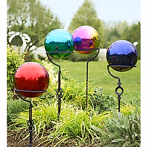 Plow & Hearth 52610-BL Stainless Steel Gazing Ball, IIndigo Blue