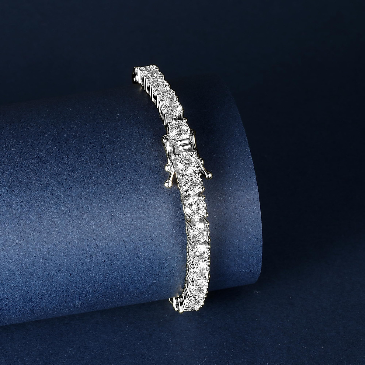 Gemsme 5MM Tennis Bracelet for Women Men, 18K White Gold Plated 5mm Round Cubic Zirconia Classic Tennis Bracelet