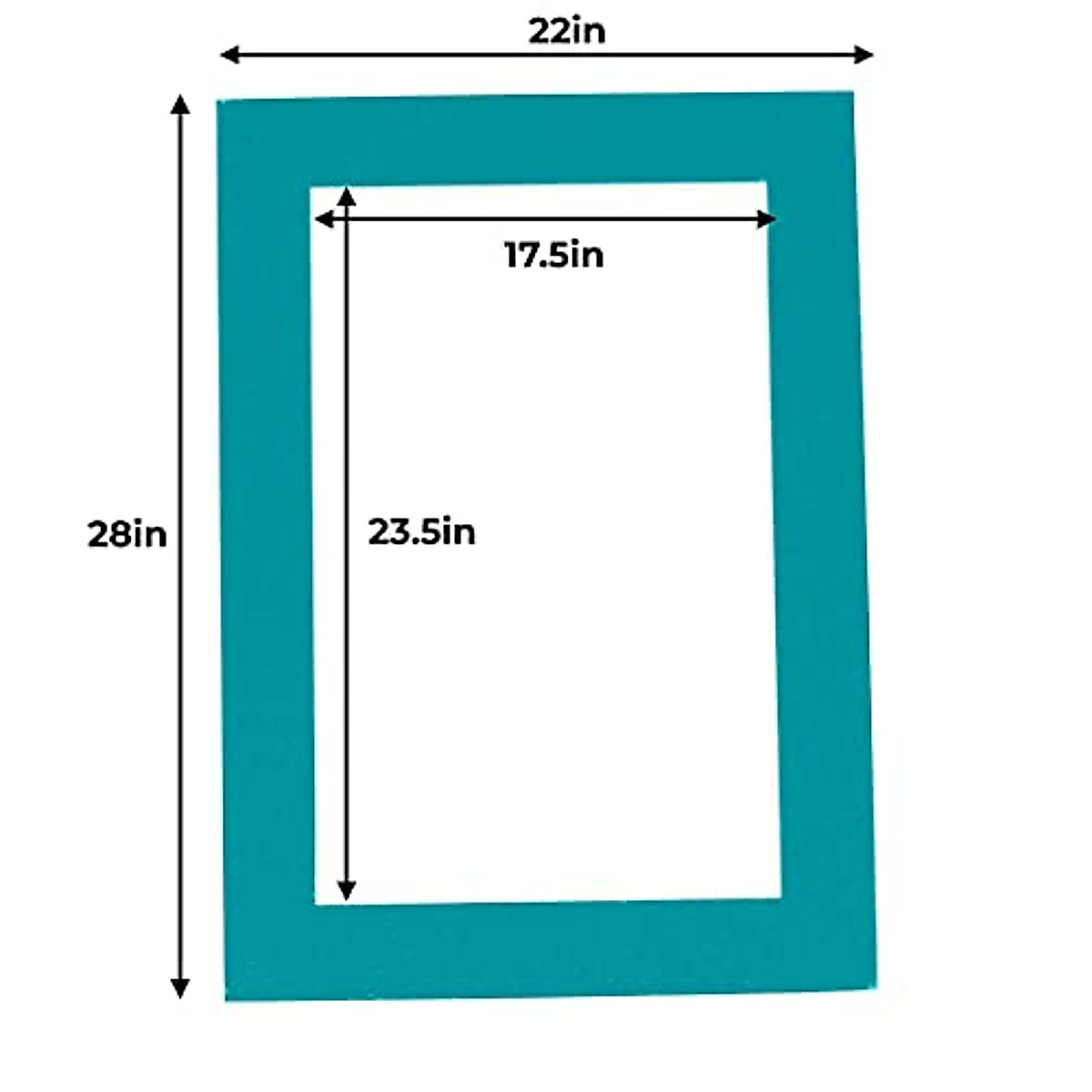 18x24 Mat for 22x28 Frame - Precut Mat Board Acid-Free Teal Blue 18x24 Photo Matte For a 22x28 Picture Frame, Premium Matboard for Family Photos, Show Kits, Art, Picture Framing, Pack of 25 Mats