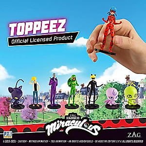 P.M.I. Miraculous Ladybug Designs Topeez | 8 Miraculous Ladybug Topeez Out of 16 Designs in 1 Pack | 6 Topeez and 2 Rare Hidden Mystery Topeez (Assortment B)