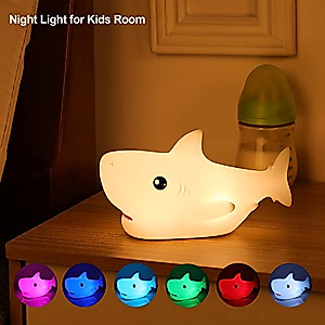 ZKLiLi Cute Shark Night Light, Shark Lights for Boys Girls Christmas Gifts Nightlight Kids Teens Room Decor, Silicone Animal Night Lamp