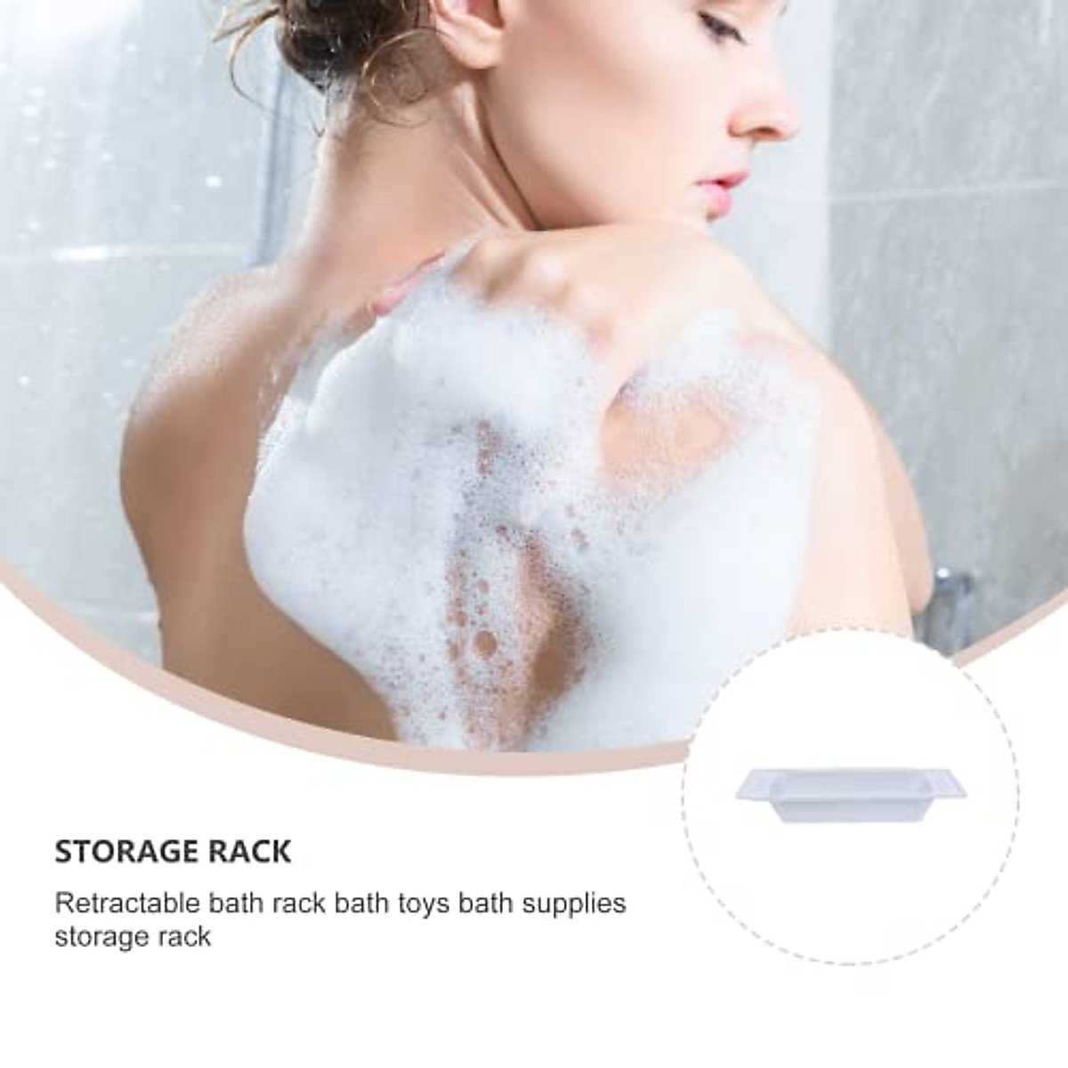 Angoily 1pc Drainer Stretchable Non- Bathtub Shelf Book Retractable Expandable Slip Bottle Tray Bathroom Rack Supplies Bath Organizer Extendable Candle Stand Toy Storing Caddy Bathing