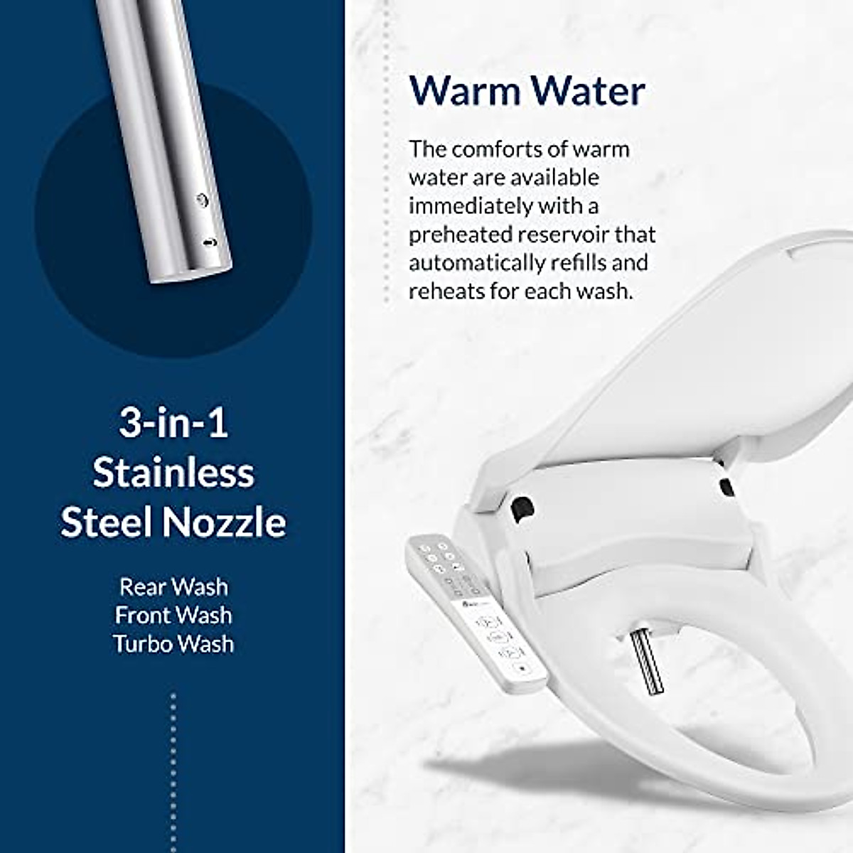 Bio Bidet Slim ONE Smart Toilet Seat in Elongated White with Stainless Steel Self-Cleaning Nozzle, Nightlight, Turbo Wash, Oscillating, and Fusion Warm Water