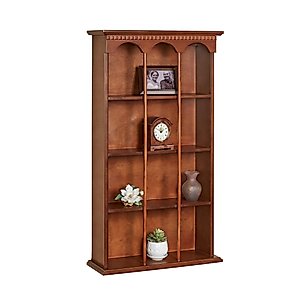 Touch of Class Mackenzie Windsor Oak Vertical Curio Shelf - Handcrafted Wood - Traditional Style Decor - Elegant Display for Bedroom, Kitchen, Living Room, Foyer - 36 Inches High