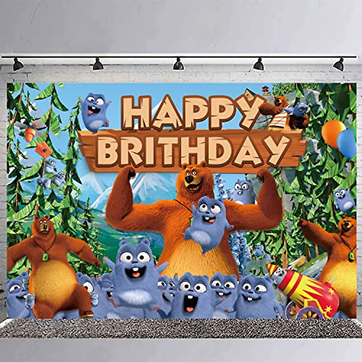 Grizzy and The Lemmings Backdrop Birthday Banner for Cartoon Grizzy Birthday Party Supplies Grizzy and The Lemmings Photograph Background Photo Booth 5x3ft