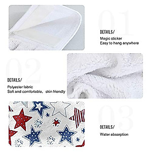 Independence Memorial Day Kitchen Hanging Towel Flag Patriotic 4Th of July Hand Bath Tie Towels Set 2 Pcs Tea Bar Dish Cloths Dry Towel 12 x 17 Inch Soft Absorbent Durable for Bathroom Decor