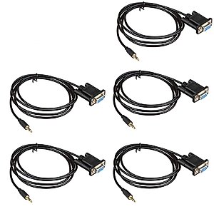 LIANSHU 5Pack DB9Pin Female to DC3.5mm Serial Cable-6 Feet Black (5Pack)