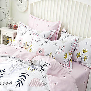 HIGHBUY Soft Cotton Fitted Sheet Twin for Kids Bed Pink Floral Bedding Sheet 1 Piece Deep Pocket,Breathable Cotton,Wrinkle Free,15" Deep Pocket Cooling Bed Sheet (Twin Sheet,Floral)