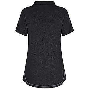 Yakestyle Women's V Neck Golf Shirt Short Sleeve Athletic Quick Dry Moisture Tennis Wicking Yoga Polo, Black, Large