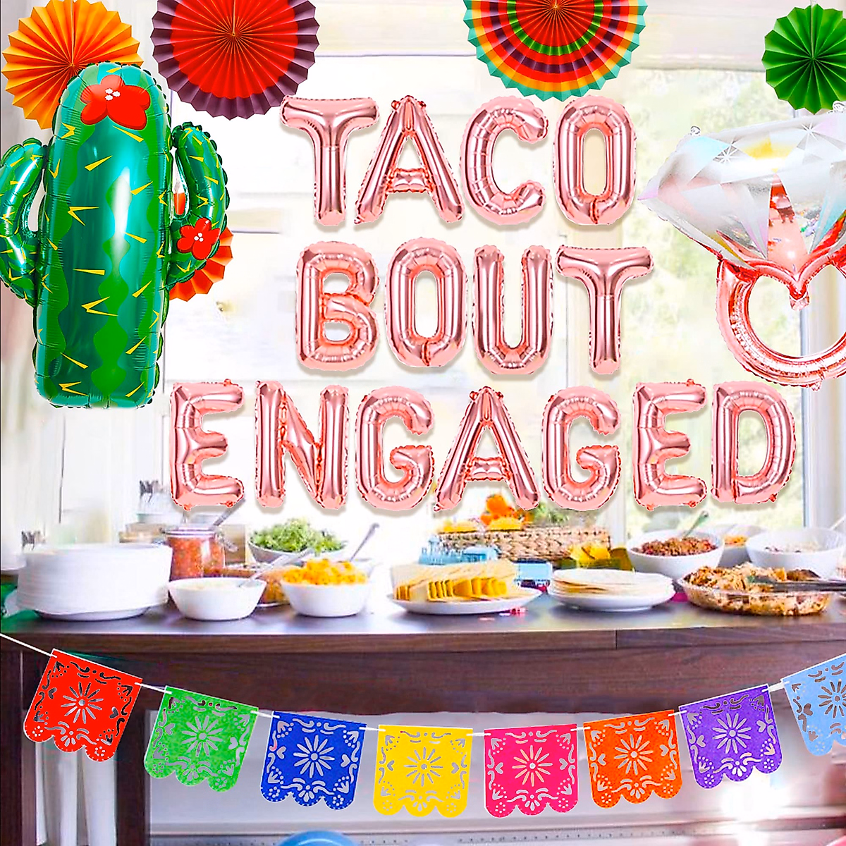 JeVenis Taco bout Engaged Banner Decoration Taco bout Love Engagement Decoration Taco Engagement Backdrop Mexican Wedding Bridal Shower Decoration