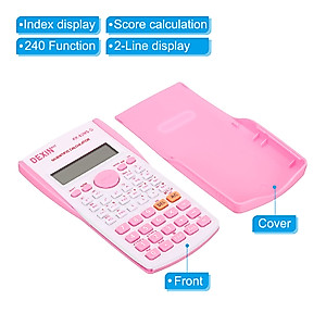PATIKIL Scientific Calculator, 2-Line Standard Engineering Calculator with 240 Function 12 Digit LCD Display Math Calculator for Office Business, Pink
