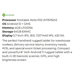 Minno Apex 6" Rugged Android Handheld Tablet with Scanner (6")