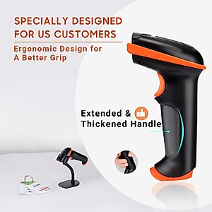Tera Barcode Scanner Wireless 1D Laser Cordless Barcode Reader with Battery Level Indicator, Versatile 2 in 1 2.4Ghz Wireless and USB 2.0 Wired with Stand Model 5100-Z