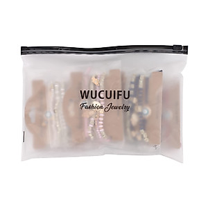 WuCuifu Stackable Bracelets for Women - 8 Packs Bohemian Stretch Bracelets Multi-color Jewelry for Women Evil Eyes Bracelets, Pink