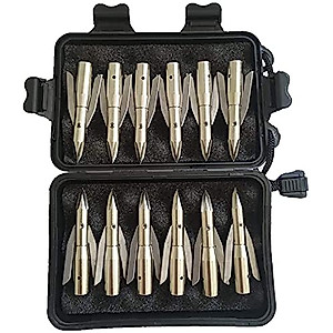 UUPA Archery Hunting Fish Broadheads 12Pcs 288 Grain Bow Fishing Arrowheads Stainless Steel Tip Point 2 Expandable Blade Arrowheads with Plastic Box Arrow Tips