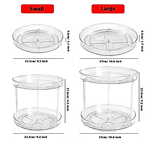 LEEYUBAY Lazy Susan Organizer Plastic Clear Lazy Susan Turntable for Cabinet 9.2" Round Rotating Spice Rack Cosmetic Makeup Organizers for Kitchen Vanity Countertop Fridge Bathroom (9.2 Inch - 2 Tier)