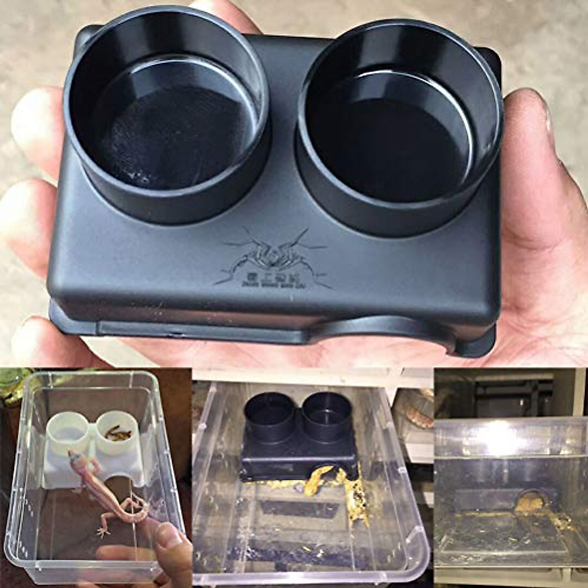 POPETPOP Panda Bear Stuffed Animal Reptile Hideaway,3-in-1 Reptile Hide with Water and Food Bowls-Reptile Dish Plastic for Snake Spider Lizard Scorpion Observation Box Stuffed Animals