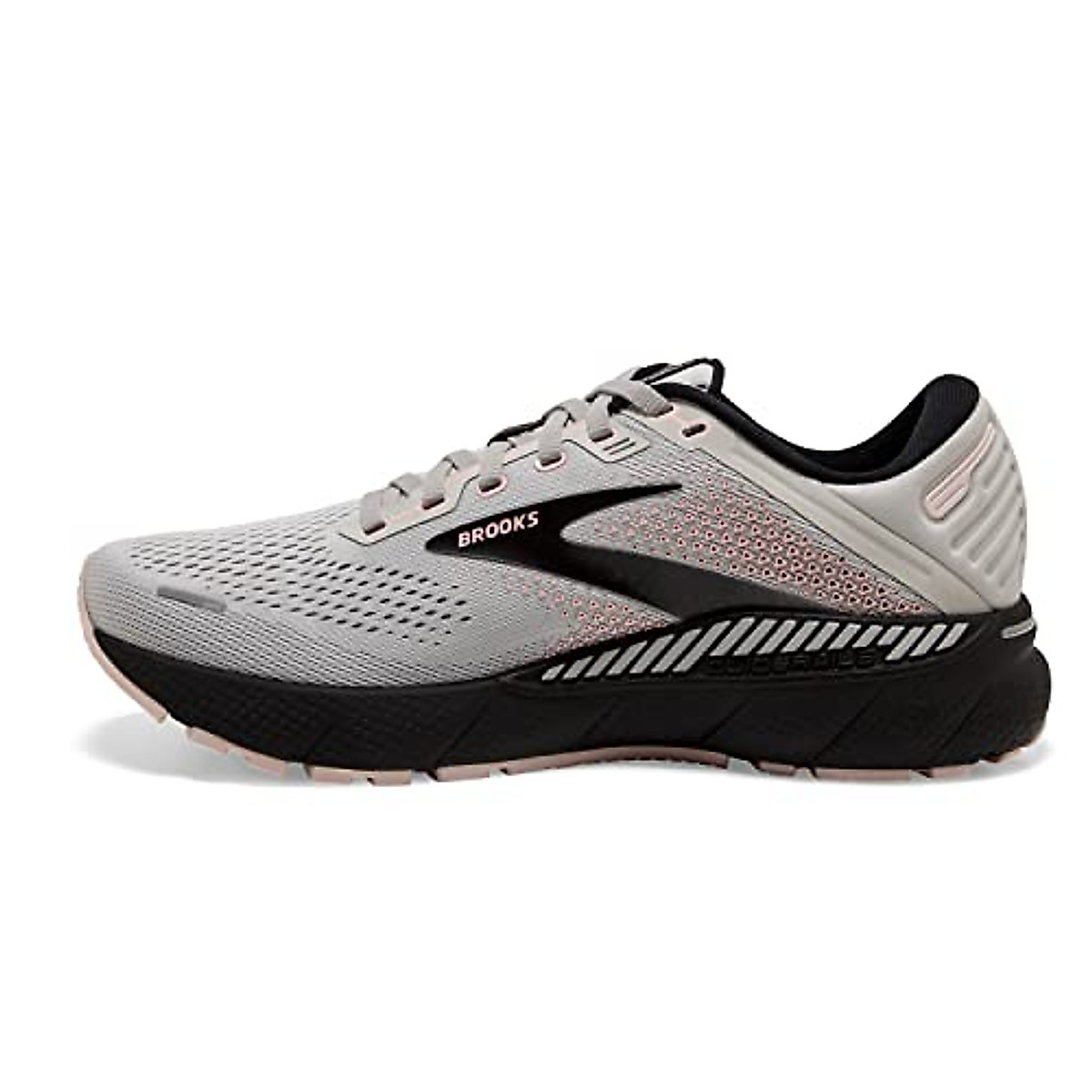 Brooks Women's Adrenaline GTS 22 Supportive Running Shoe - Grey/Rose/Black - 8 Medium