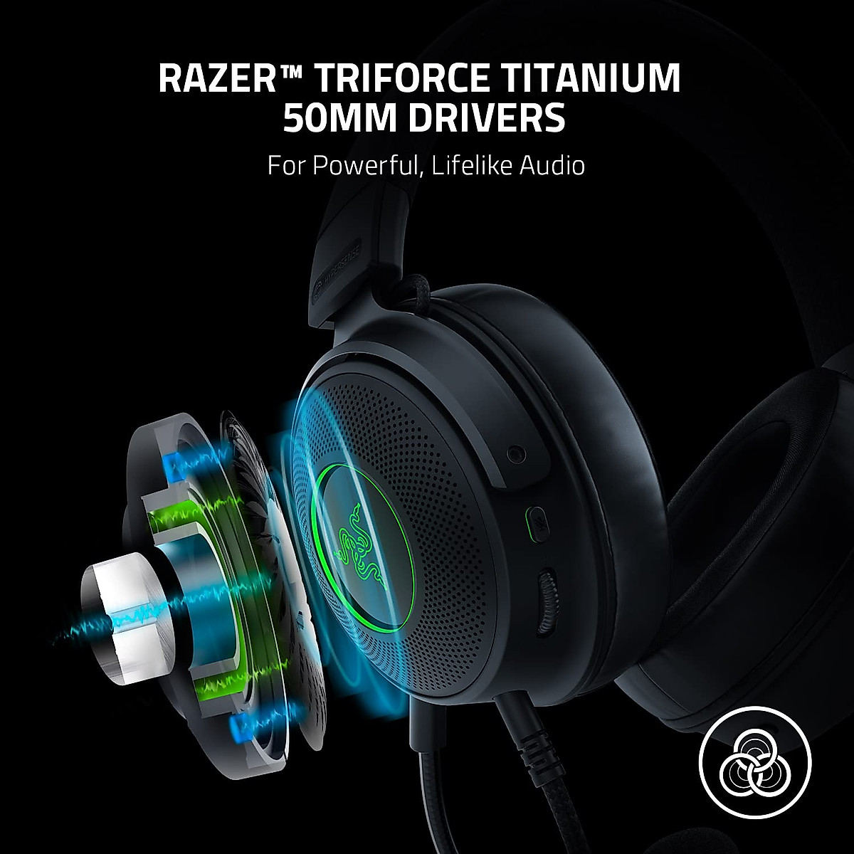 Razer Kraken V3 HyperSense Wired USB Gaming Headset Base Station V2 Chroma Headset Stand and Holder Bundle