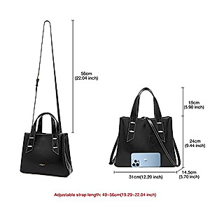 LAORENTOU Cow Leather Purse and Handbag for Women Crossbody Tote Bag, Ladies Satchel Shoulder Bag with Handle Purses