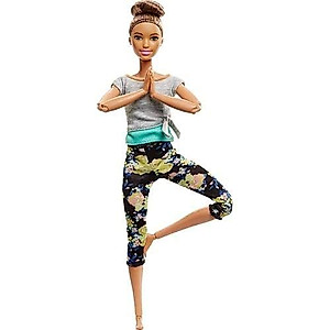 Barbie Made to Move Dolls with 22 Joints and Yoga Clothes, Floral, Blue